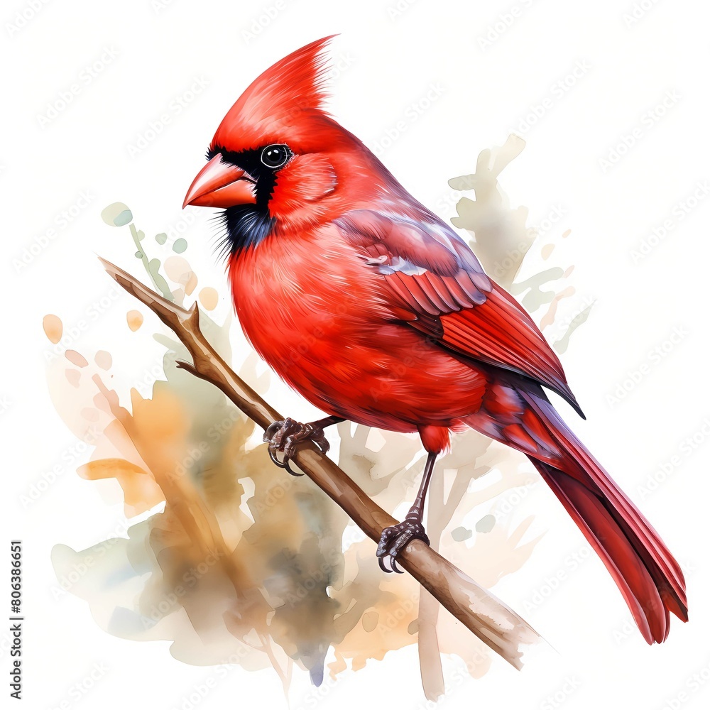 Red cardinal. Cardinal bird clipart. Watercolor illustration ...