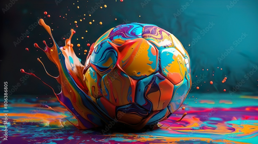 Soccer football ball with paint splash. Sport game abstract concept ...