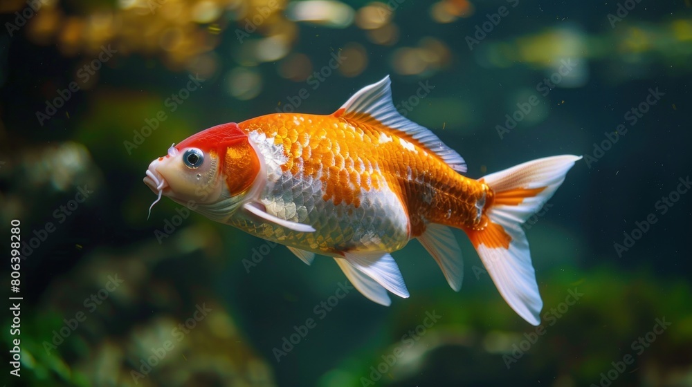 Big koi goldfish on high-quality pond fish, including kohaku, ogon, hi ...