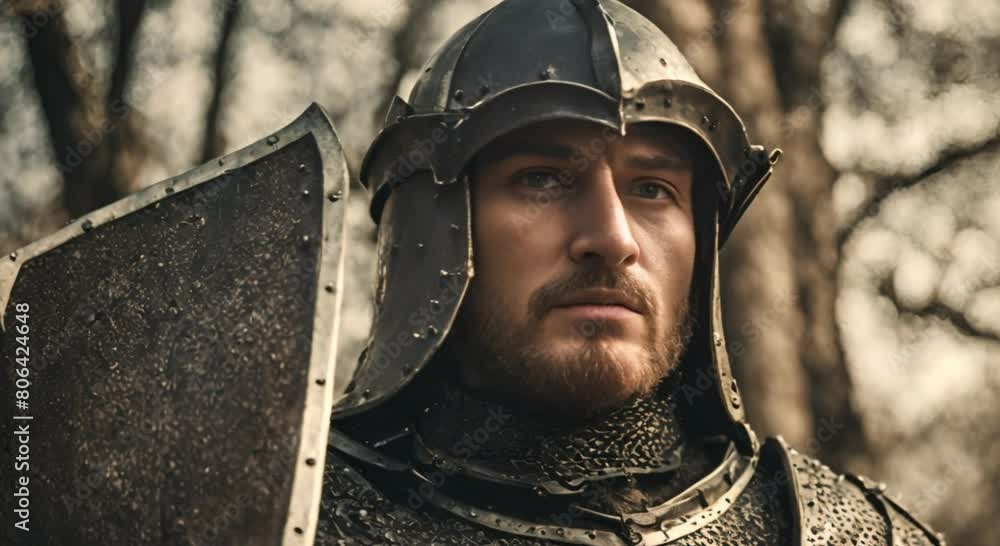 Vidéo Stock Evil warrior knight in armor. Fantasy medieval background ...