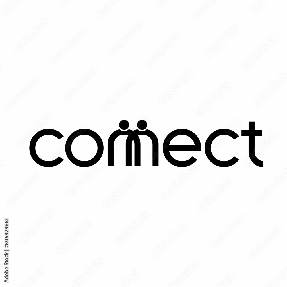 "Connect" text logo design with the human symbol on the letter N. Stock ...