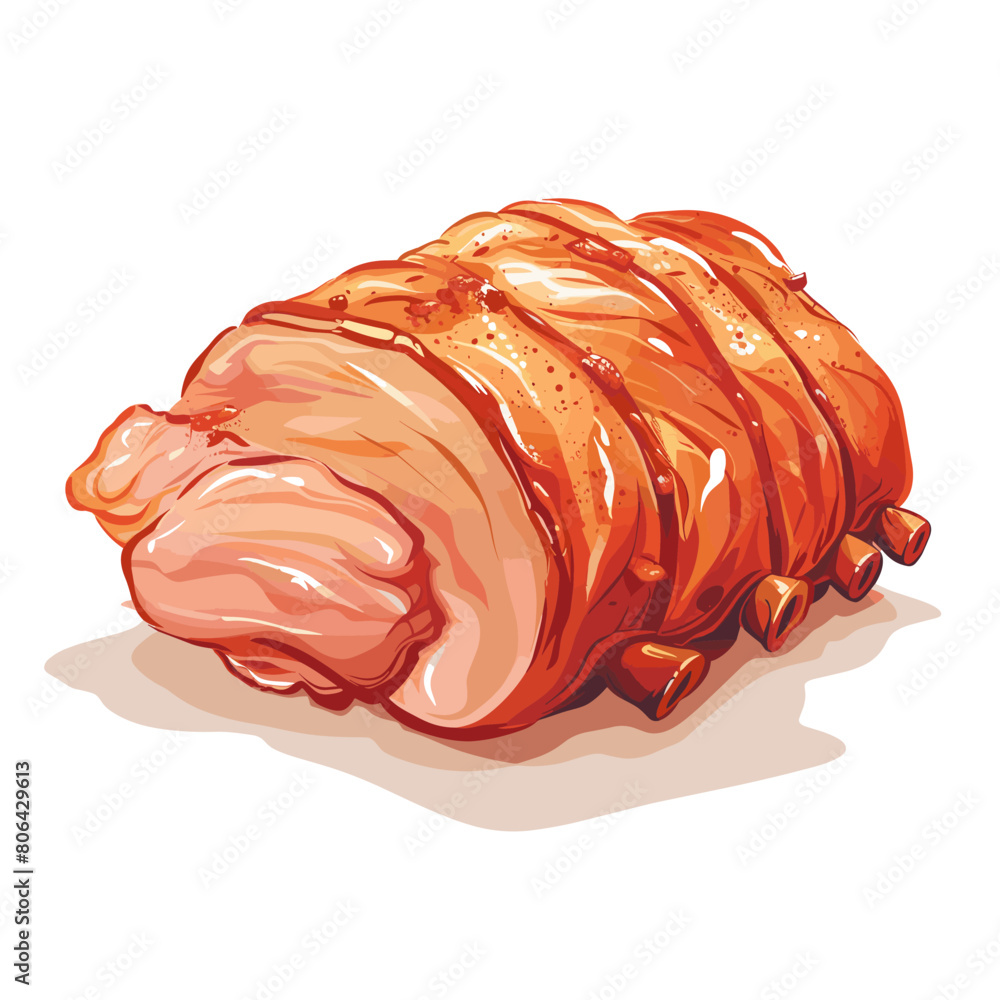 A drawing of a rack of ribs with a pink background. The ribs are shown ...