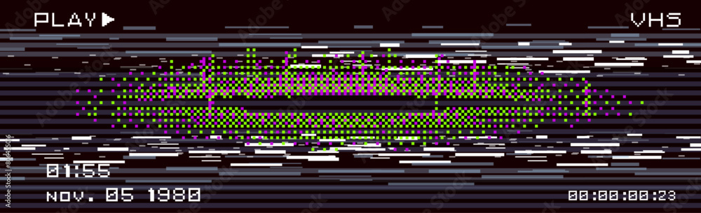 Glitched and distorted VHS screen with pixel noise. Stock Vector ...