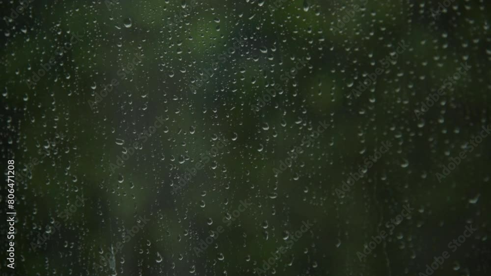 Raindrop on window green background aqua bubble texture. rainfall water ...