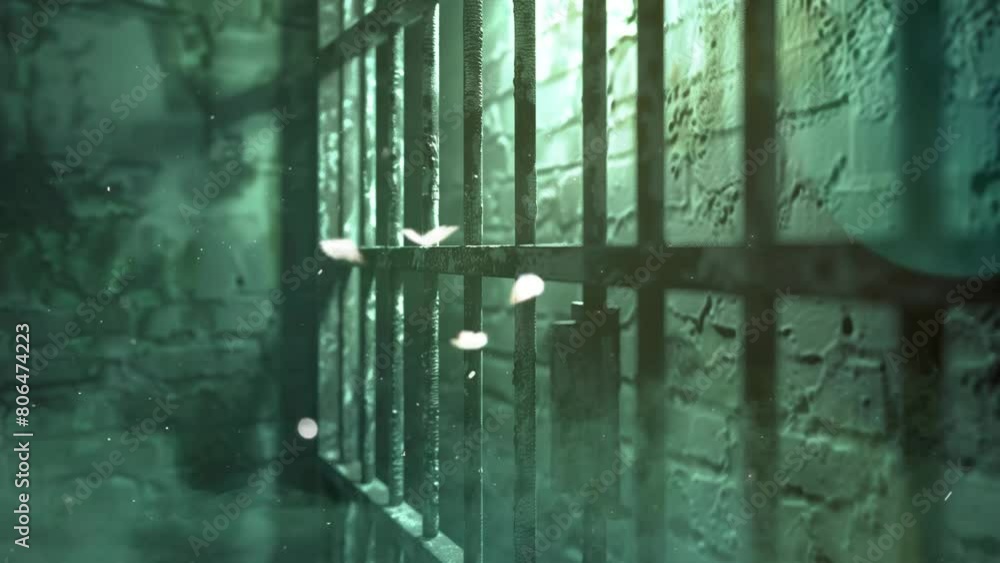 lockdown text word message from behind bars in prison. seamless looping ...