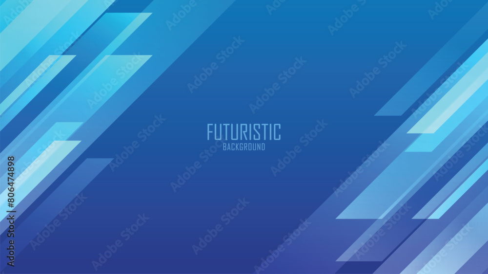 Abstract blue geometric banner background with diagonal shape layers ...