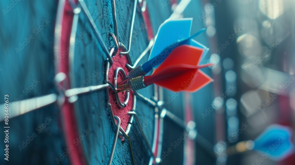 red and blue darts, business challenge success and failure generative ...
