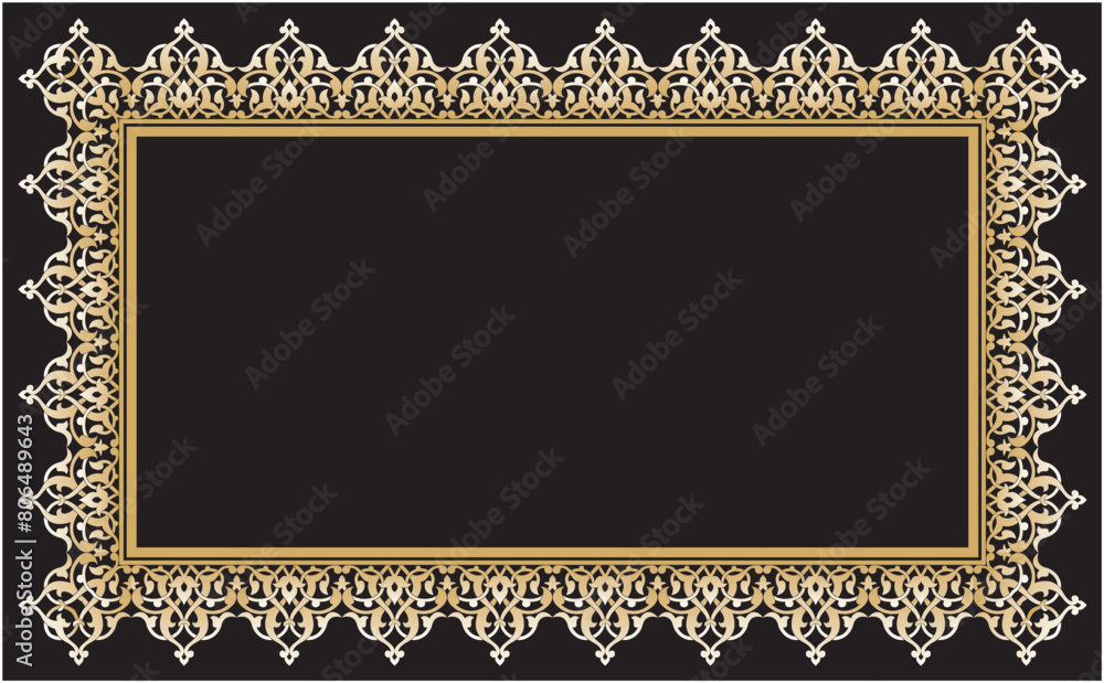 Vector illustration for Arabic floral border, rectangular shape frame ...
