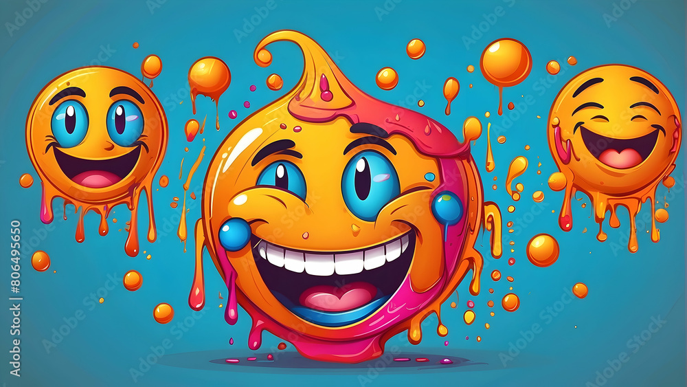 Animated emoji characters in various expressions, with a large ...