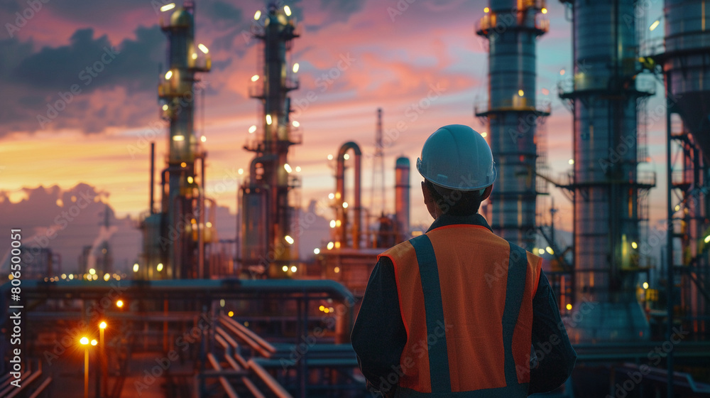 Industrial electric engineer monitoring complex power supply systems at ...