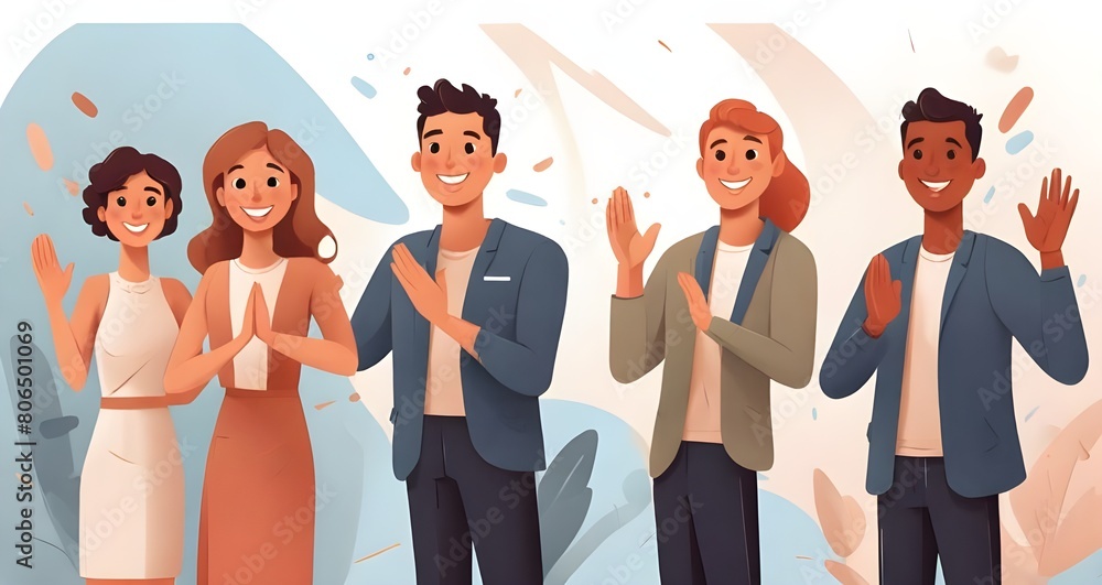 Male and female clapping hands thanking or showing appreciation at ...