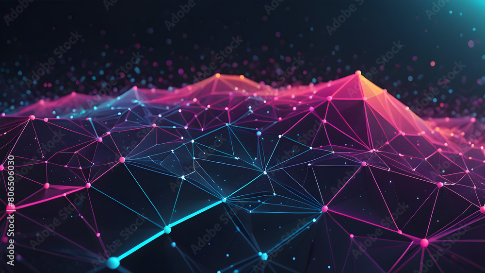 abstract plexus shape technology background with low polygons lines and dots for network digital ...