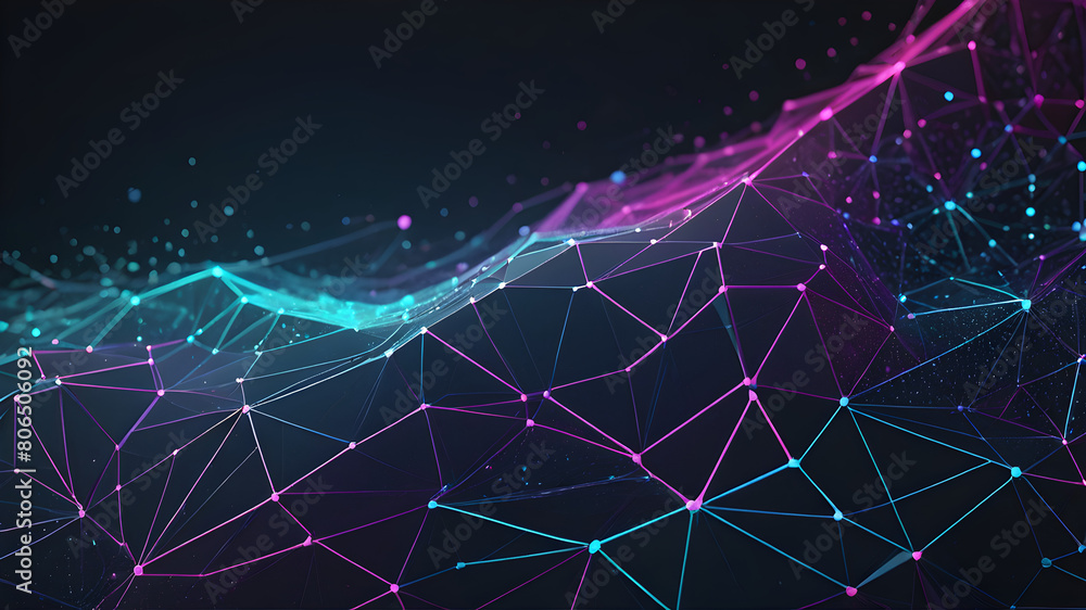 abstract plexus shape technology background with low polygons lines and ...