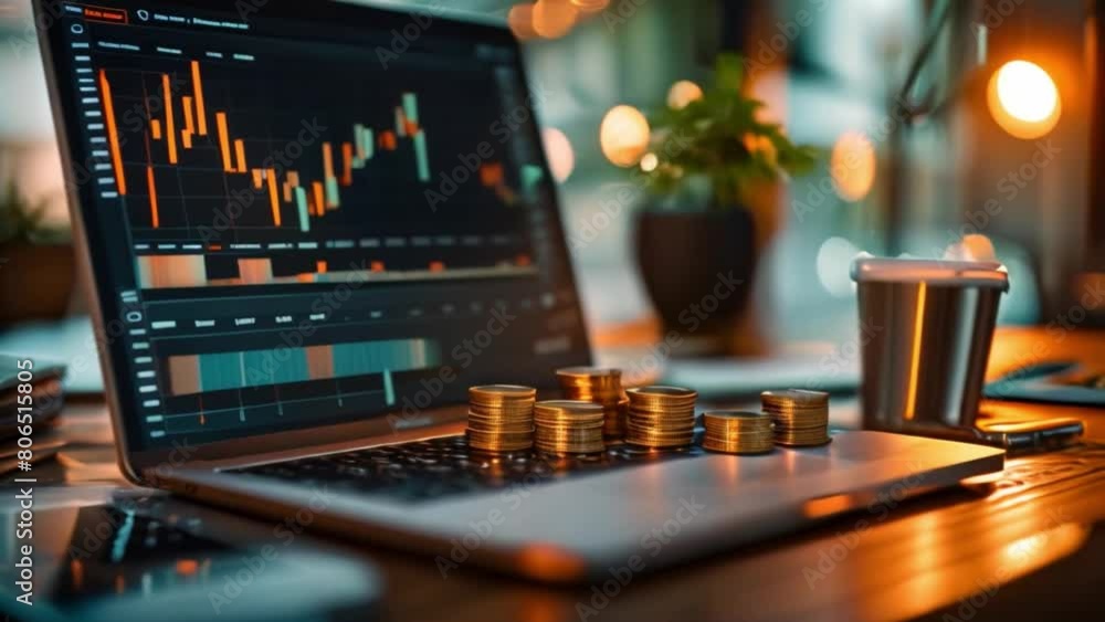 Coin and chart report financial investment growth graph Investment ...