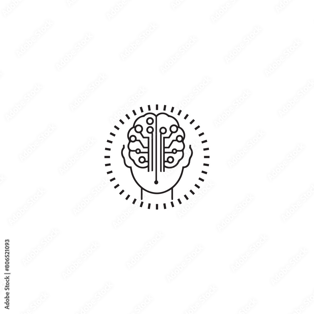 Human brain logo modern science ai brain creative icon company think ...