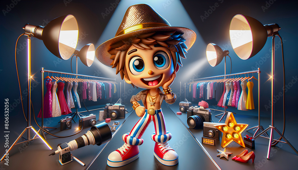 A stylish 3D character fashion model guy, showcasing contemporary ...