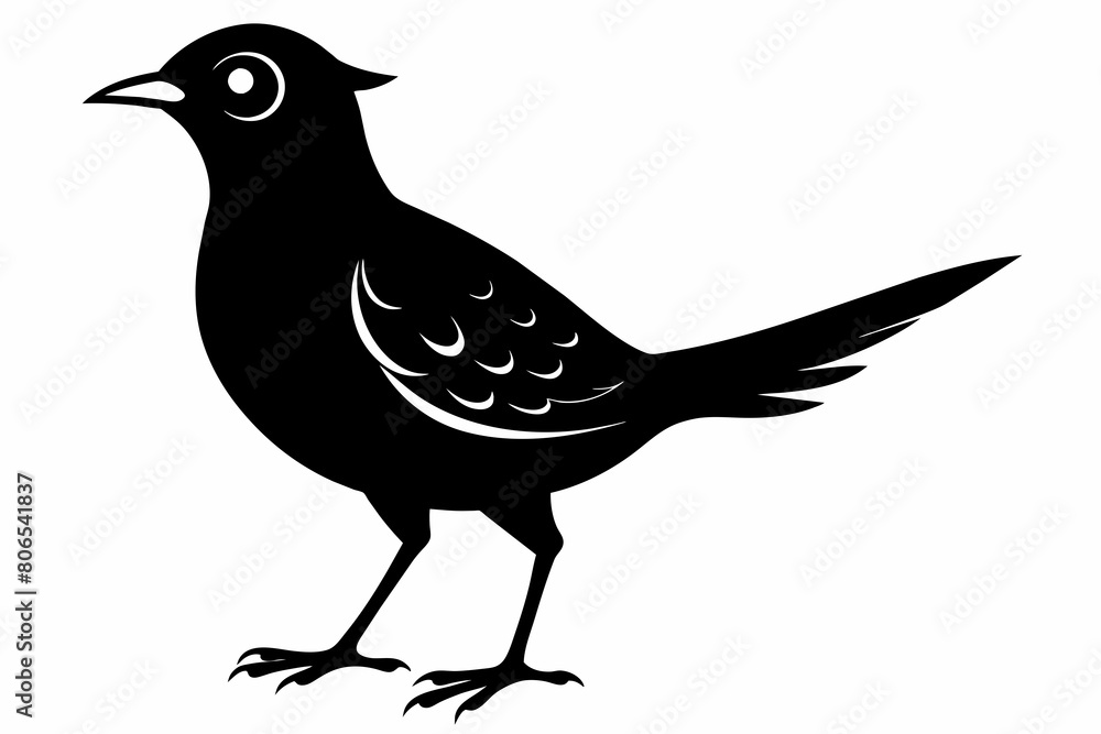 Lark silhouette on white background, Vector illustration, bird, icon ...