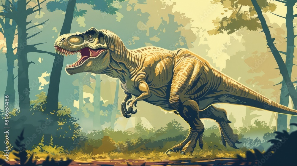 AI-generated majestic dinosaurs in a prehistoric landscape ...