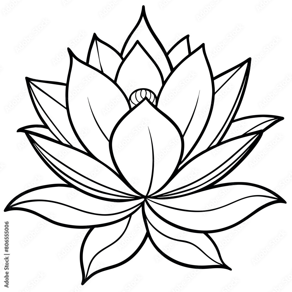 Lotus Flower outline illustration coloring book page design, Lotus ...