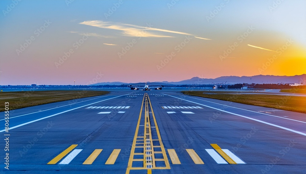 airplane landing at sunset, wallpaper A large jetliner taking off from ...