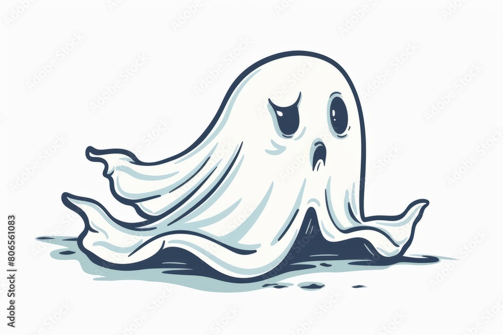 Cartoon cute doodles of a tiny ghost struggling to scare anyone, but ...