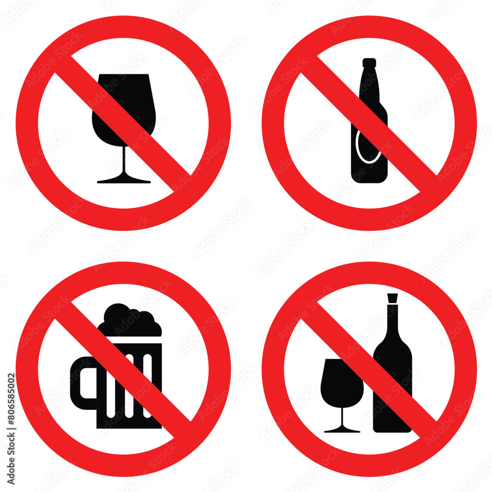 no alcohol beer sign alcohol prohibited and forbidden do not drink ...