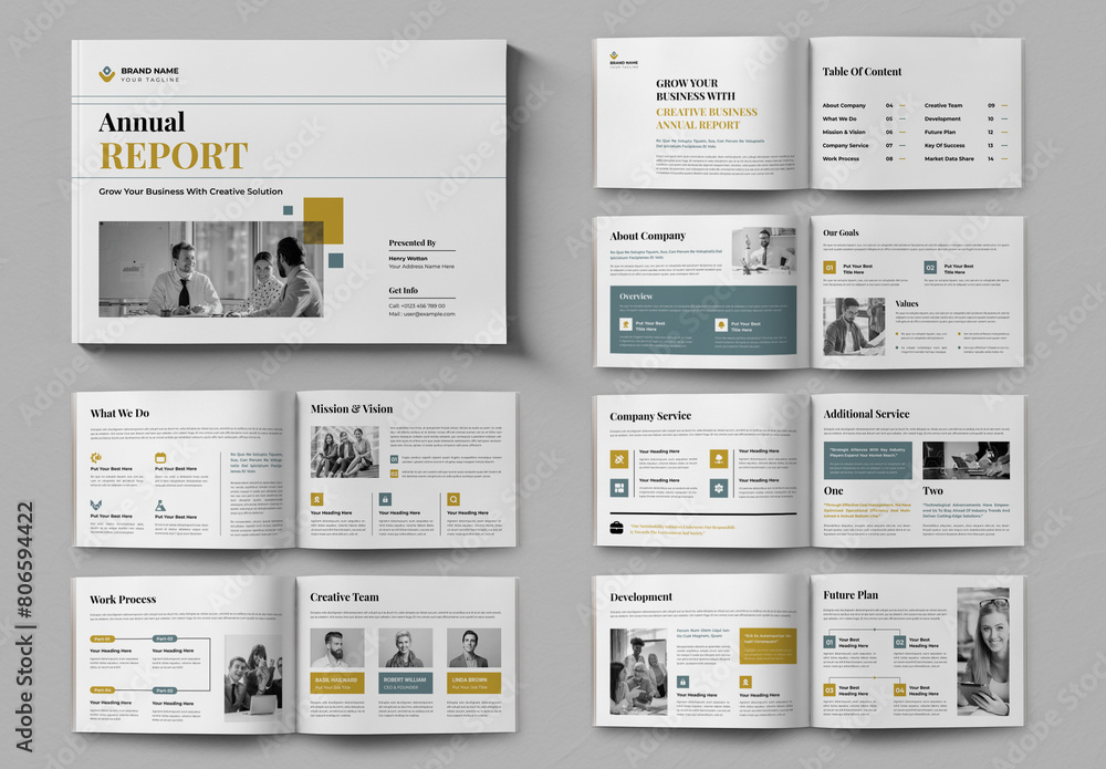Annual Report Layout Landscape Stock Template | Adobe Stock