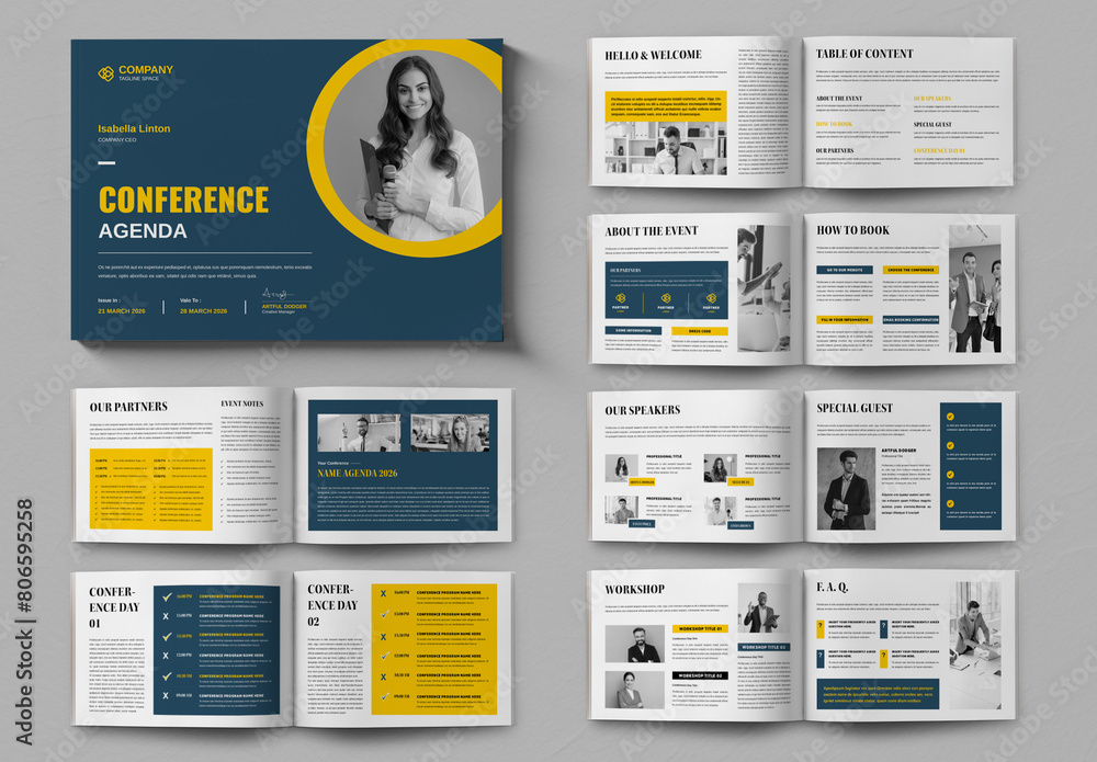 Conference Agenda Schedule Guide Template Landscape Stock Template ...