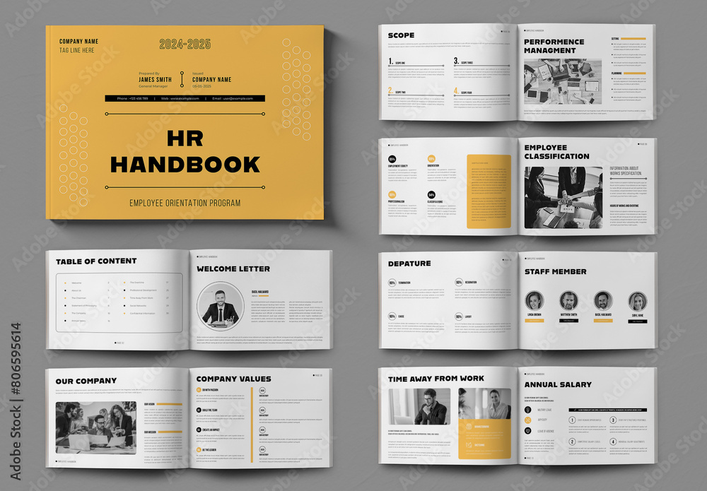 Employee Handbook Brochure Layout Landscape Stock Template | Adobe Stock