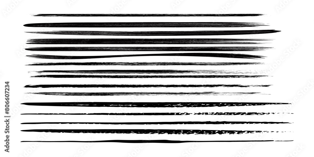 Set of wavy horizontal lines. Marker hand-drawn line border set and ...