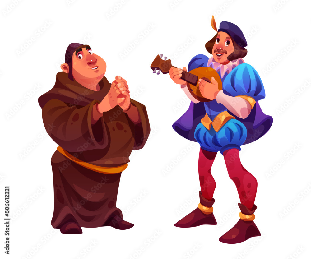 Medieval people in traditional clothing cartoon character set. Vector ...