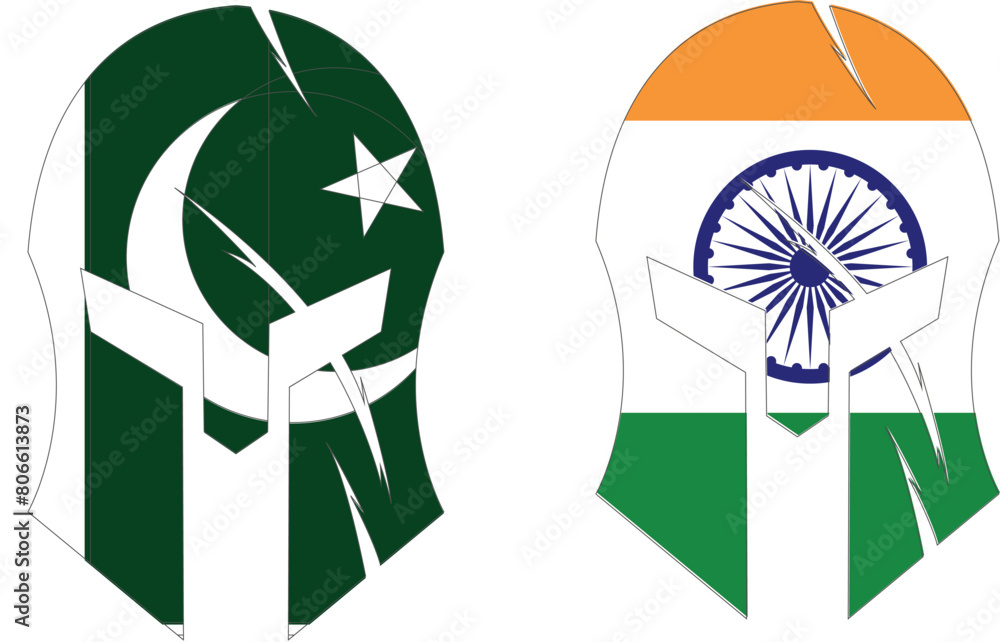 Pakistan VS India. Cricket match knight helmet concept with creative ...