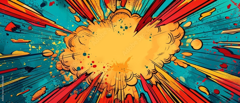 Illustrate a superhero birthday card using a comic book explosion ...