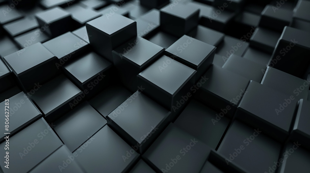 Abstract black 3d square blocks background. Black cubes abstract ...