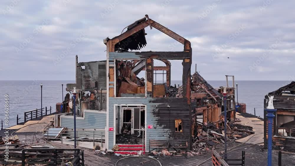 Oceanside California Pier Fire Damaged Former Rubys Diner Restaurant ...