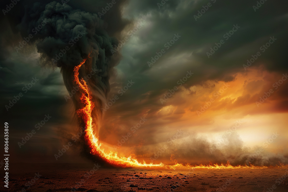 Generative ai on theme of scary huge hurricane fire tornado ...
