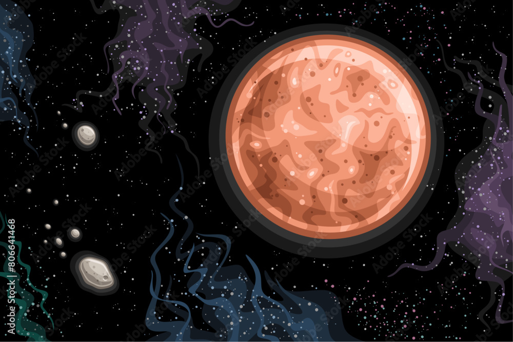 Vector Fantasy Space Chart, horizontal astronomical poster with ...