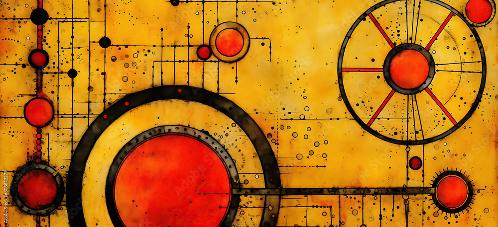 Abstract geometric harmony in warm tones: an artistic fusion of shapes ...