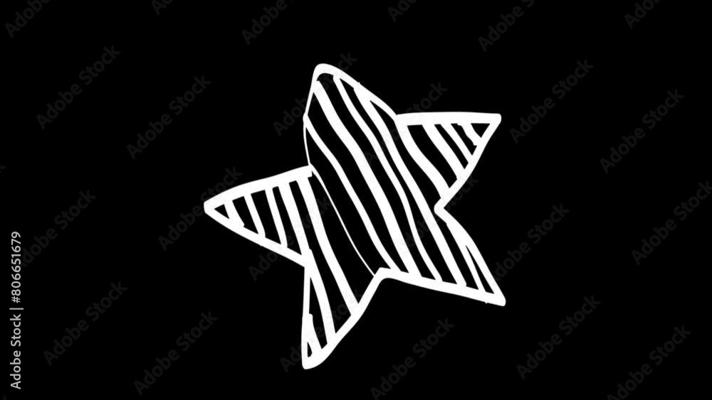 Hand drawn star. Animated cartoon white star in doodle style on ...