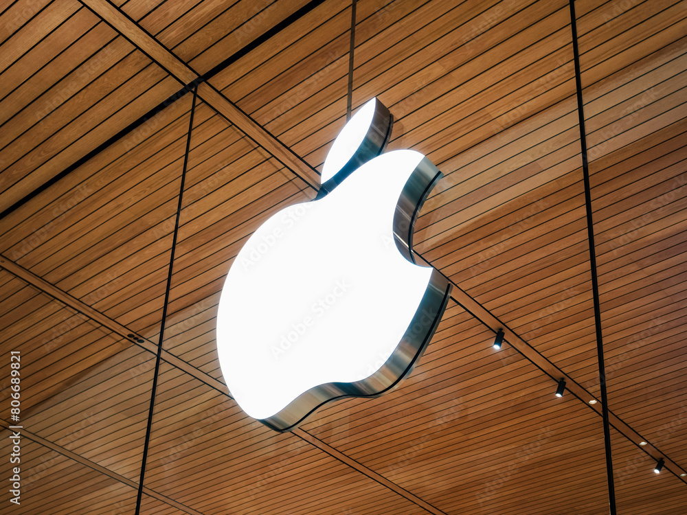 Apple logo sign Apple retail store : Bangkok Bangkok, Thailand- May 2 ...