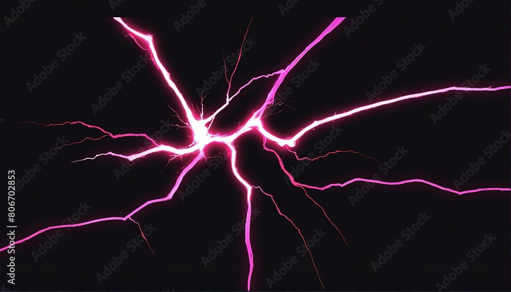 pink lightning impact effect on plain black background from Generative ...