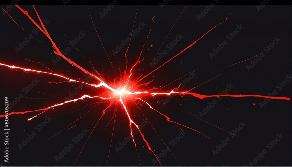 red lightning impact effect on plain black background from Generative ...