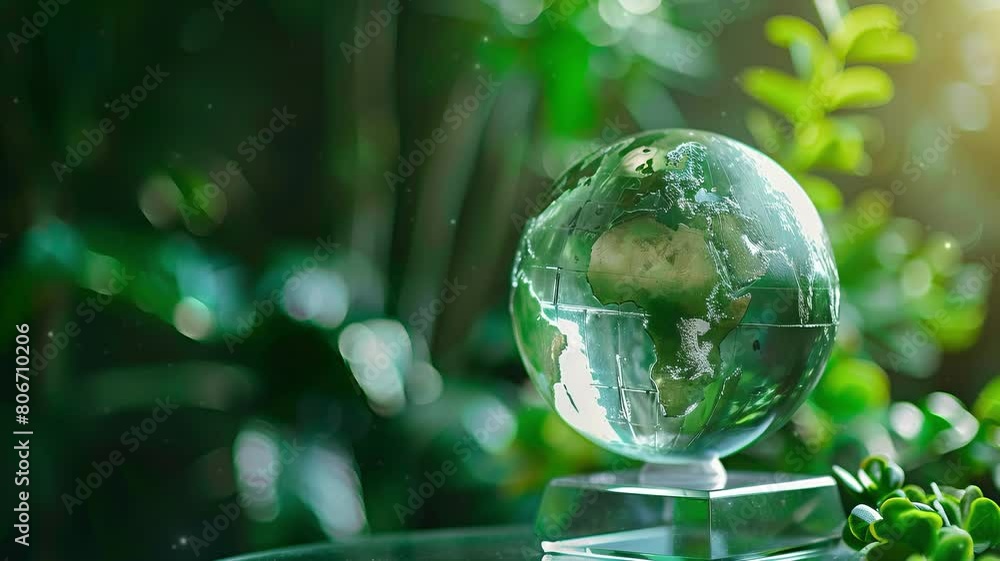 Crystal globe with sustainable development and ESG icon for environment ...
