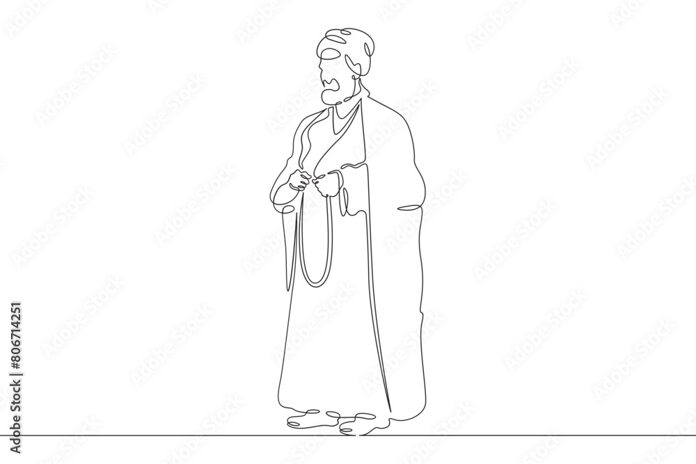 Muslim priest, Islamic clergyman. Male priest in full length in ...