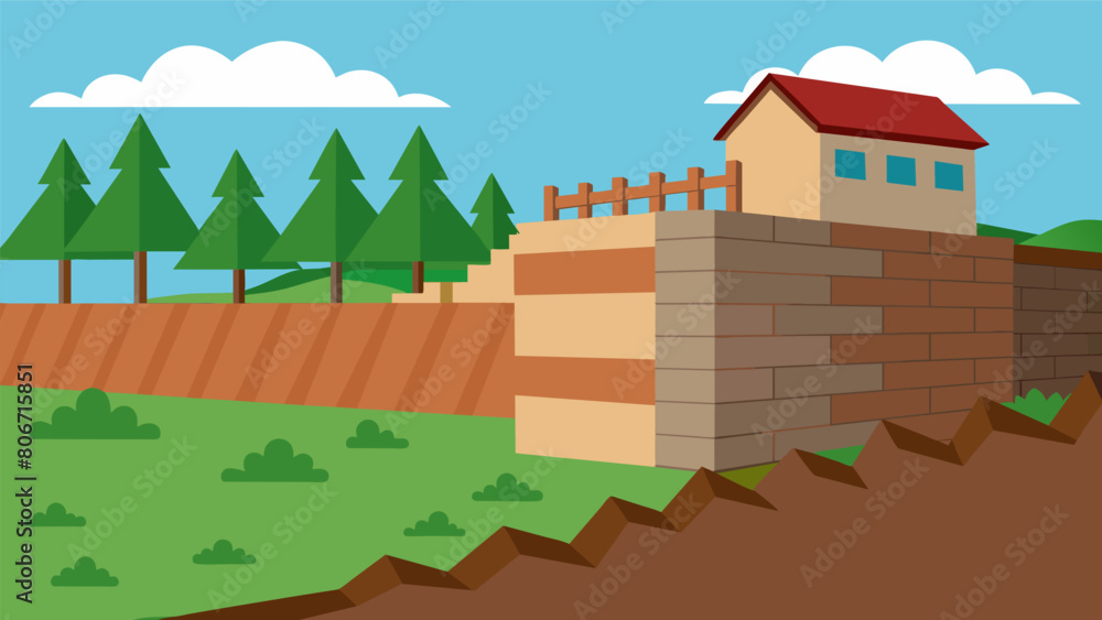 Retaining Walls The foundation is surrounded by sy retaining walls to ...