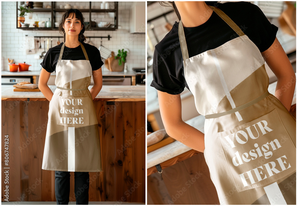 Mockup Apron Cook Waitress Woman. Generated Ai Stock Template | Adobe Stock