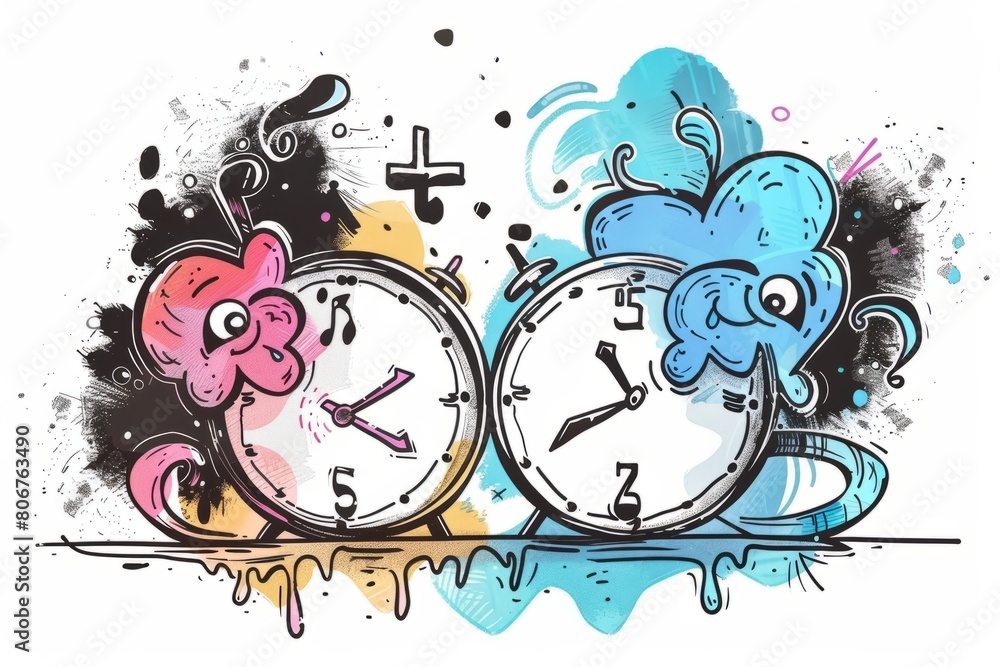 Cartoon cute doodles of a character accidentally causing a time paradox ...