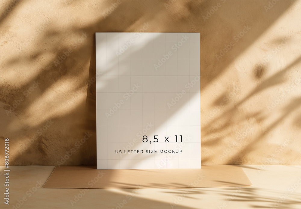Us Letter Size Paper Mockup With Warm Colors And Generative ai Stock ...