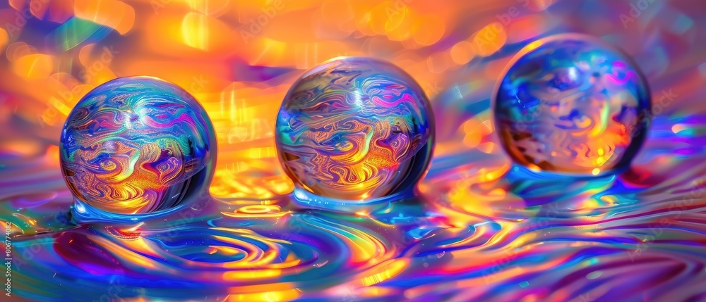 Formation of soap bubbles with thin film interference patterns Stock ...