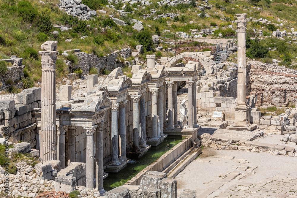 Roman nymphaeum of emperor Antoninus Pius ruins at Upper Agora in ...